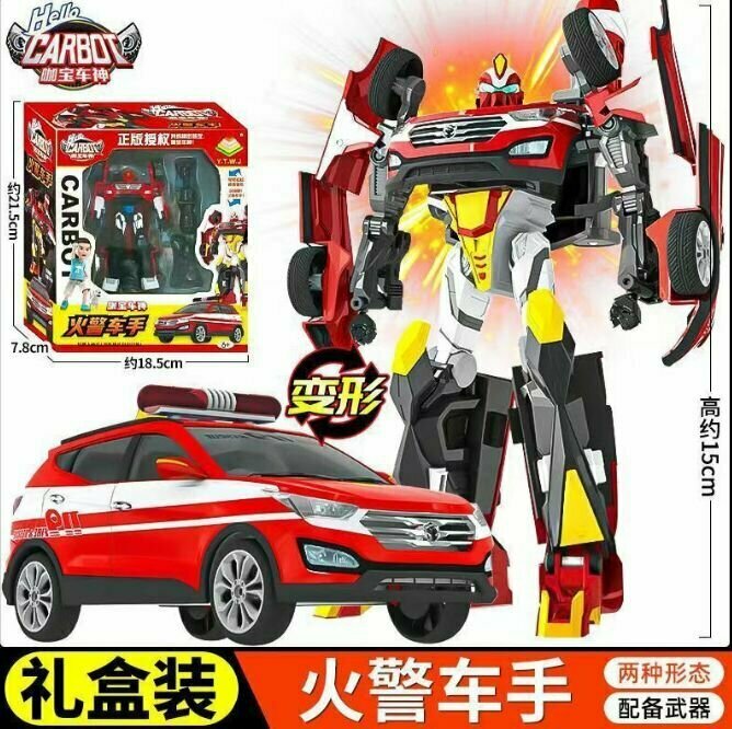 Карбот. Ace Rescue робот трансформер 15 см + игрушечное оружие, наклейки