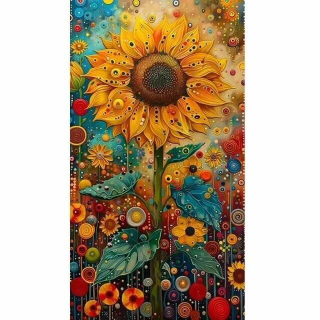 Алмазная картина "подсолнечник" алмазная огранка 40х50 см,40X50CM, белый