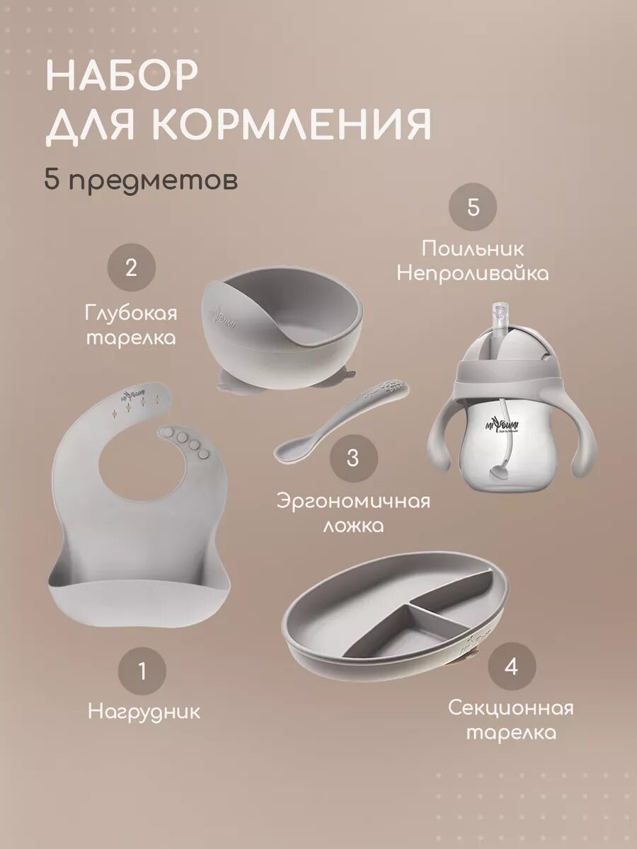 Набор детской посуды для кормления силиконовый