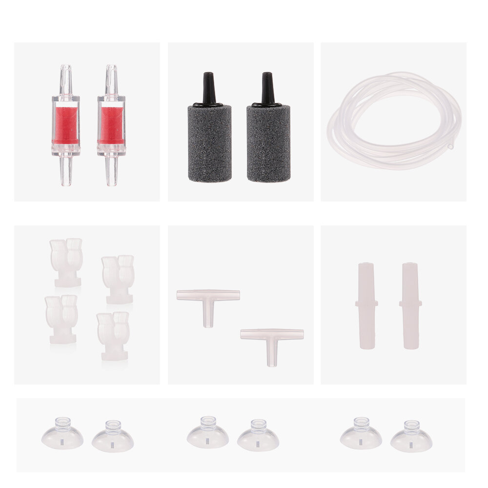 Aquarium Air Pump Accessories Set with Airline Tubing Stones Check Valves Suction Cups Connectors