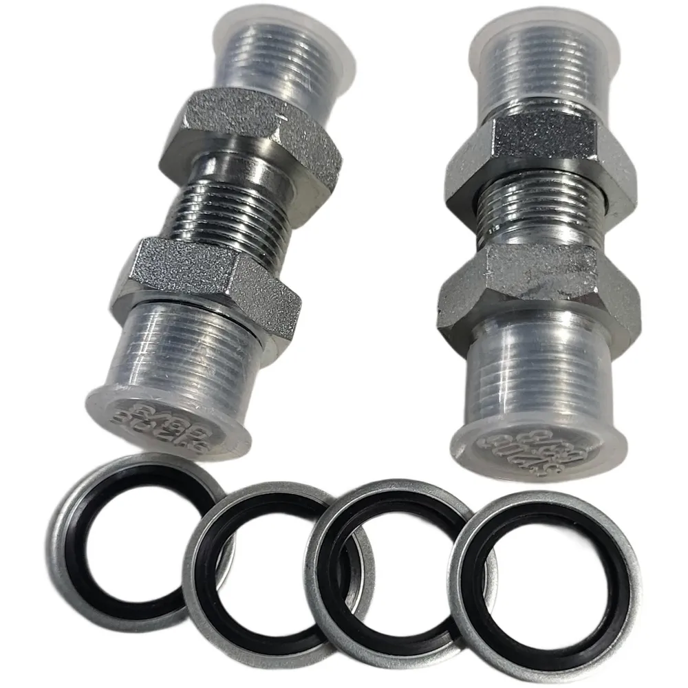 Адаптер (Соединитель + кольца) BSP (Ш-Ш) 3/8 - 3/8 (переборочный) (2 шт в комплекте + 4 кольца)