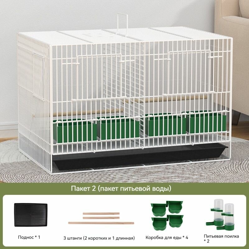 Клетка для попугая, складная, "Птичьи хвостики", 60*40*40 см, черно-белая