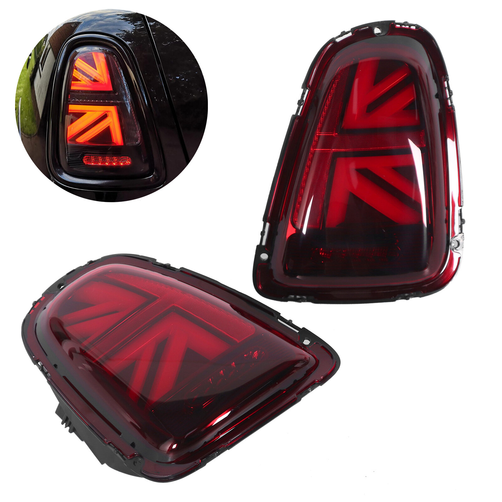 VLAND для JCW Union Jack, полностью светодиодные задние фонари, красные линзы, подходят для R56 R57 R58 R59 LCI 2011-2015