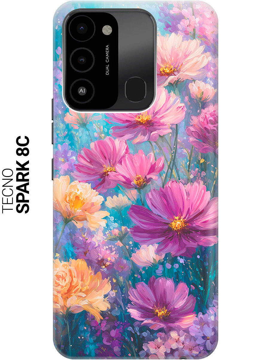 Силиконовый чехол на Tecno Spark 8C / Go 2022 с принтом "Палитра полевых цветов"