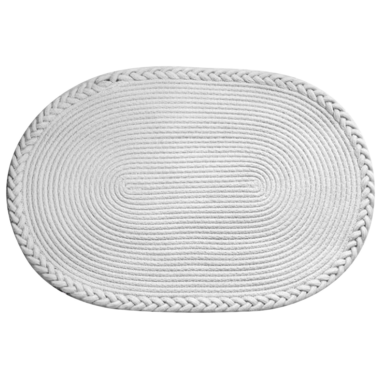 Овальный ковер ручной работы для спальни, белый прикроватный коврик, однотонный напольный коврик для кабинета, гостиной, прочный, с мягкой текстурой