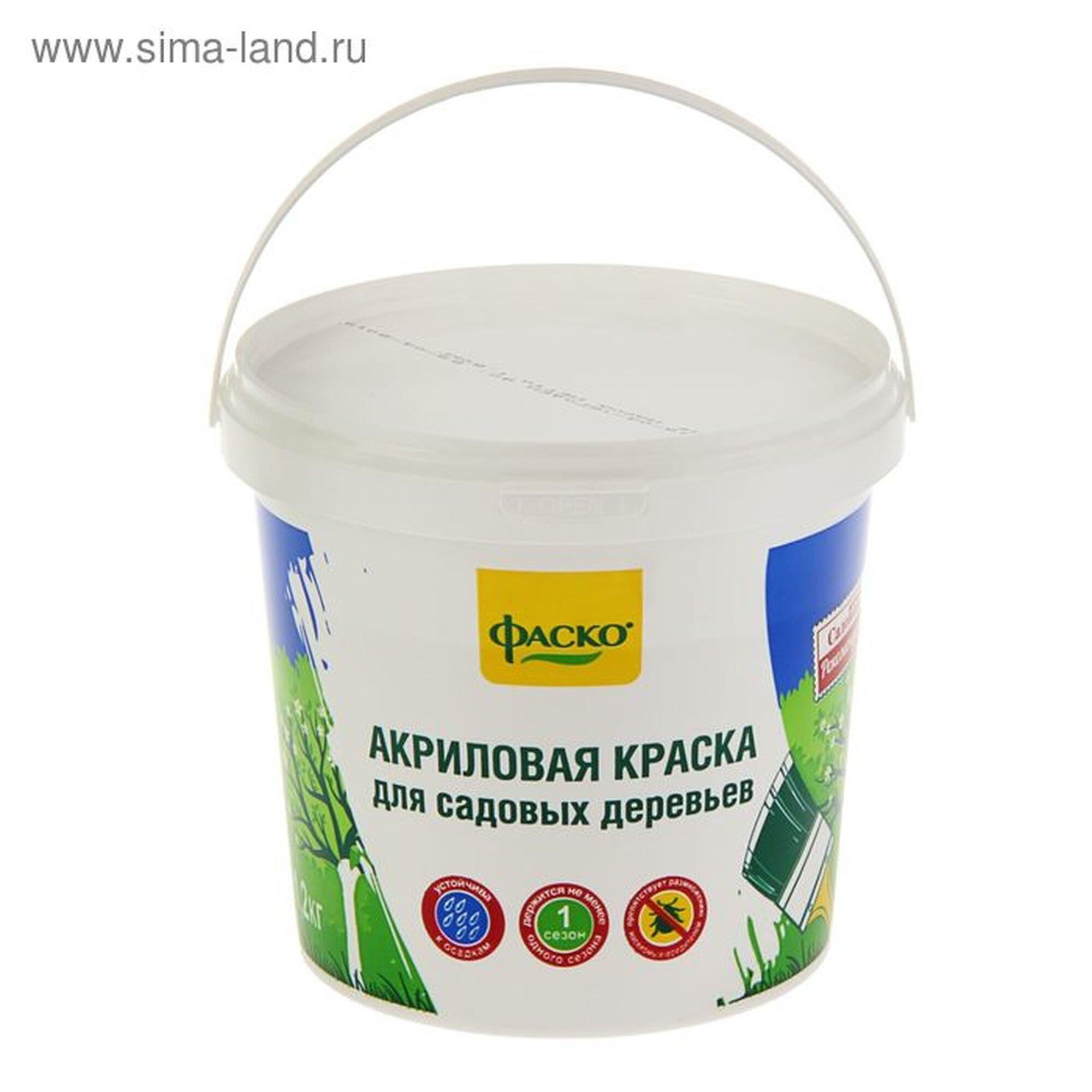 Краска для садовых деревьев фаско, паста, в ведре, от всех насекомых, 1.2 кг