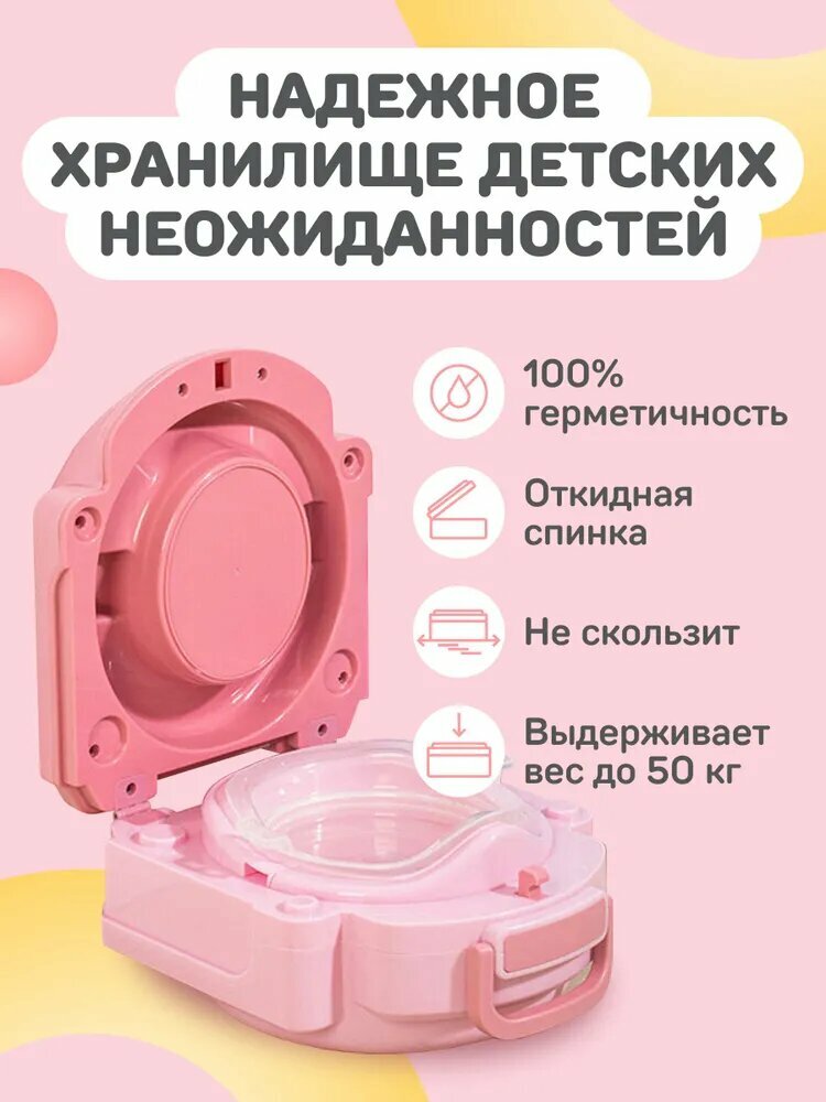 SMART MOM / Горшок детский дорожный для путешествий в поездку / складной со спинкой для мальчика и девочки в дорогу