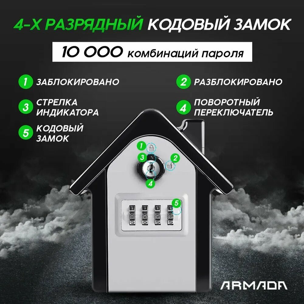 Master Lock Ключница настенная "черный домик" с 1 крюч, 1 шт