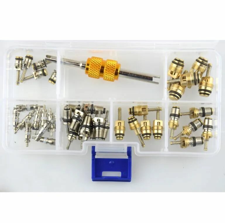 Набор ниппелей (золотников) для сервисных портов + унив. сервисный ключ