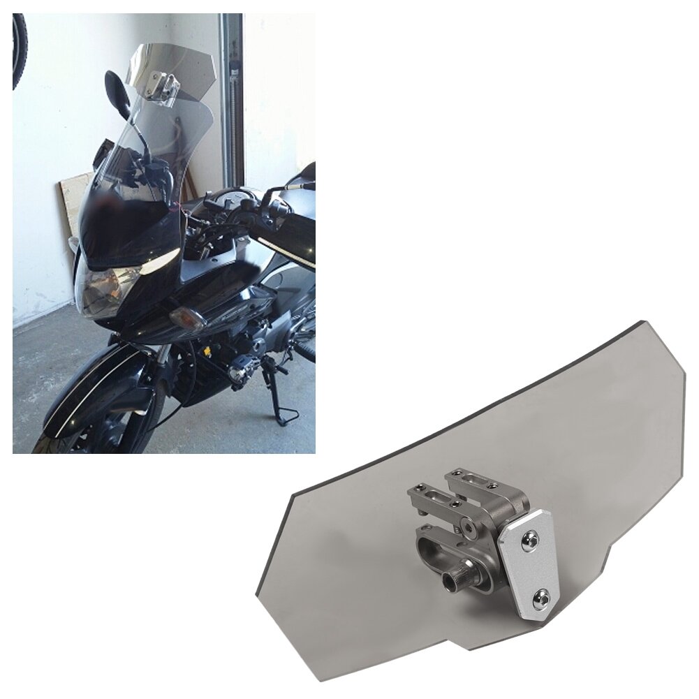 Universal Airflow Adjustable Motorcycle Windscreen Windshield Wind Deflector (Black) — фото 1
