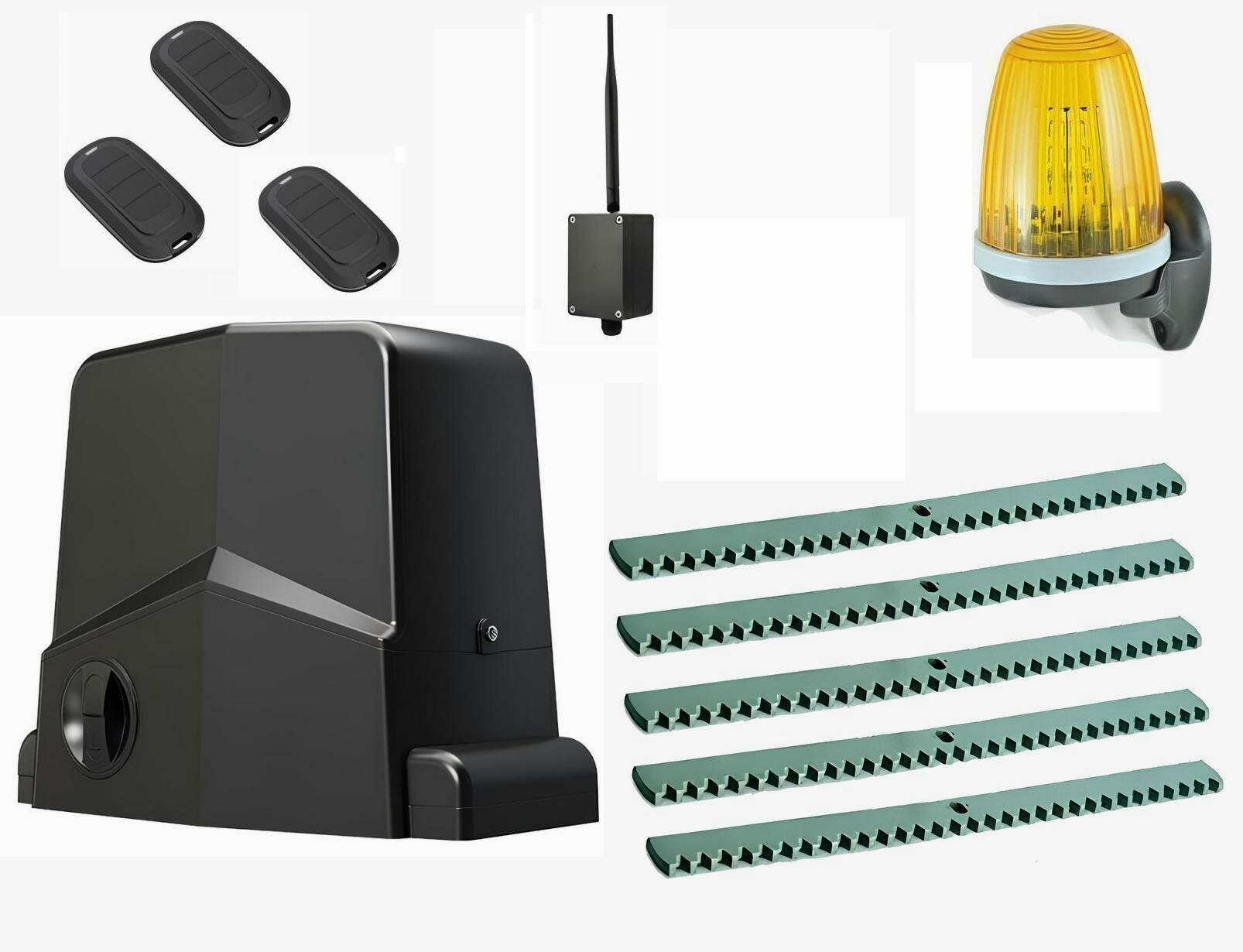 Автоматика для откатных ворот ARW-1000MKIT L5-BT-Т3, комплект: привод, сигнальная лампа, 3 пульта, 5 реек, Bluetooth-модуль