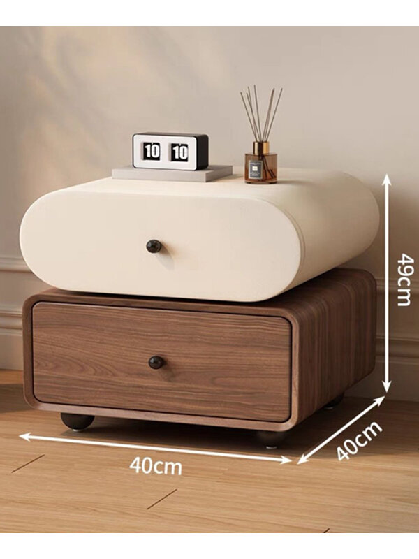 Прикроватная тумбочка из массива дерева в кремовом стиле, бытовая современная минималистичная прикроватная тумбочка