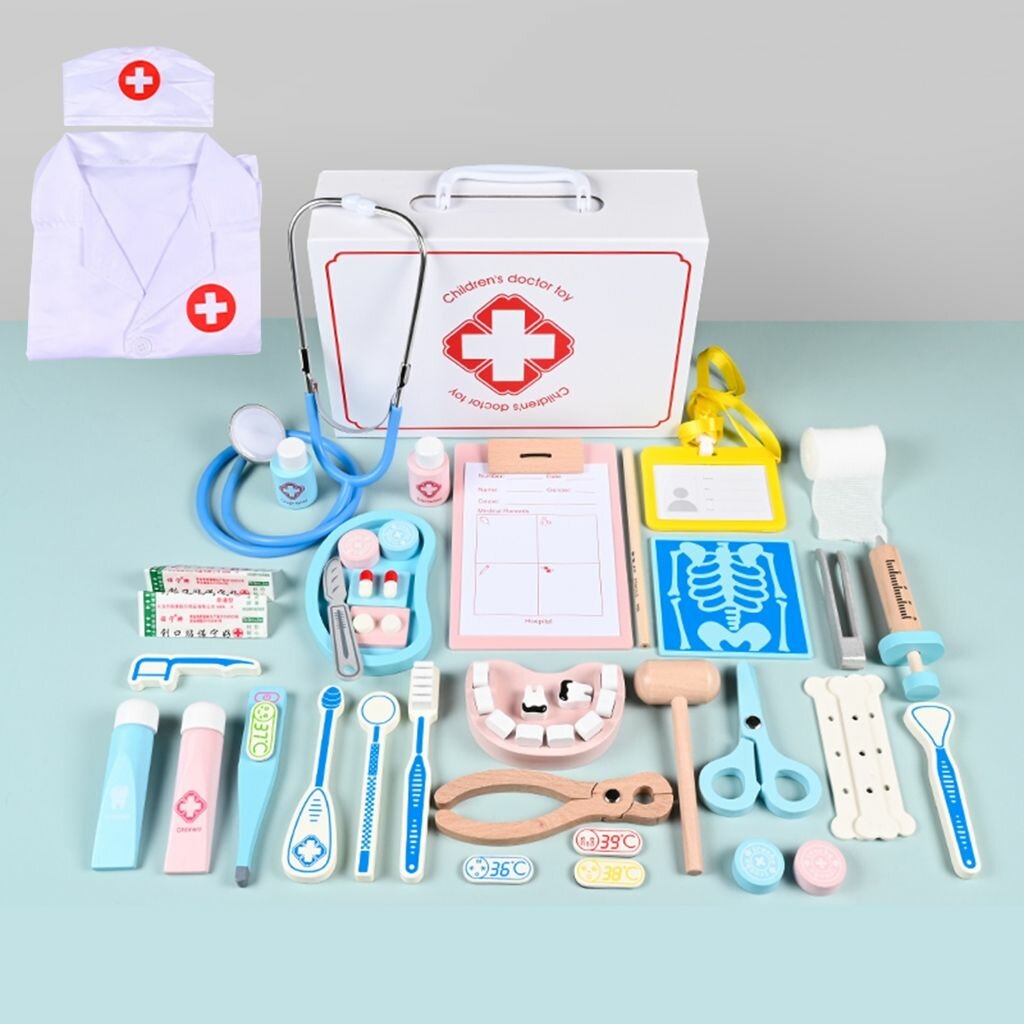 Детский доктор для девочек и мальчиков, деревянный ролевой подарочный набор игрушек, костюм малышей