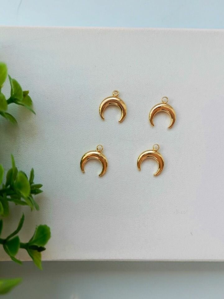 Подвески Лунница (4 шт.). Латунь, позолота. Корейская фурнитура для бижутерии, украшений