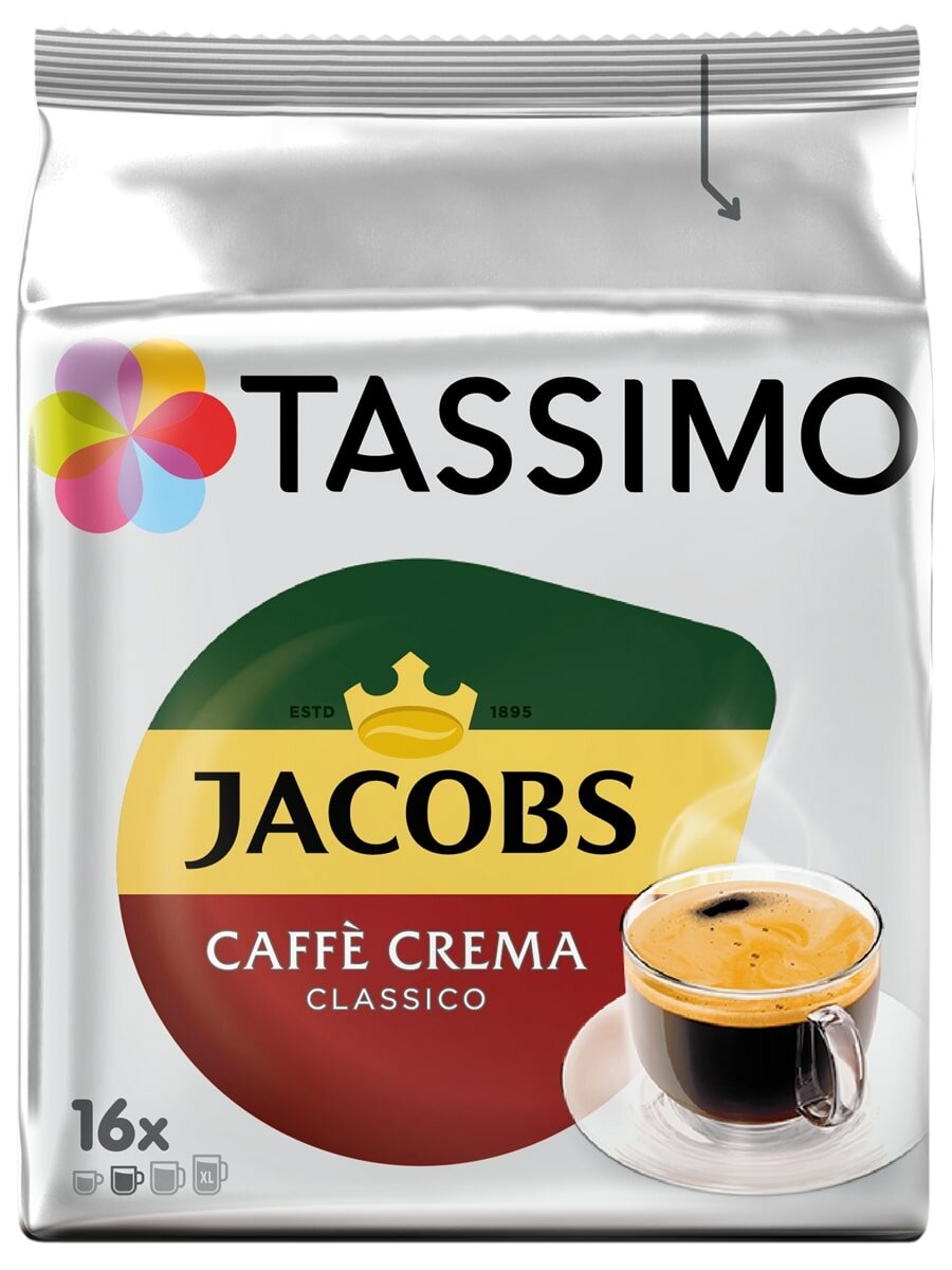 TASSIMO JACOBS Кофе Café Crema Classico в капсулах 16 капсул, 112г