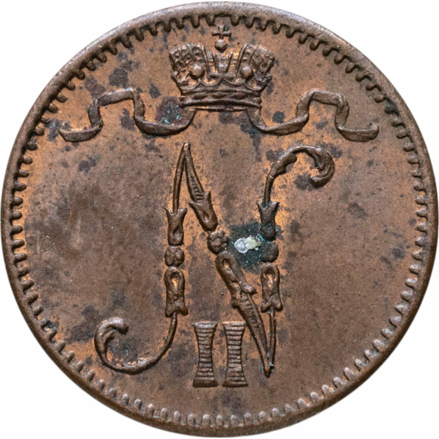 1 пенни penni 1914 Российская Финляндия, Медь, в сохранности UNC