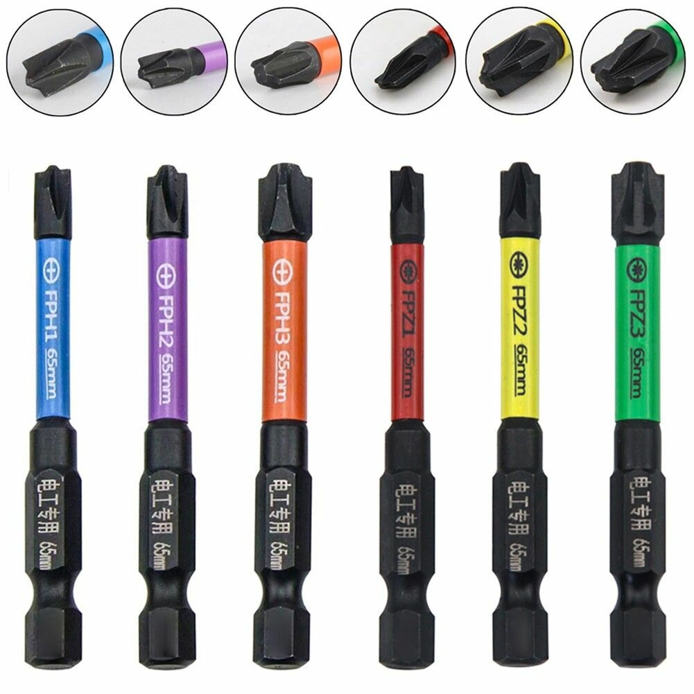 6 шт. 65 мм магнитный специальный крестообразный прорезной бит отвертки для электрика FPZ