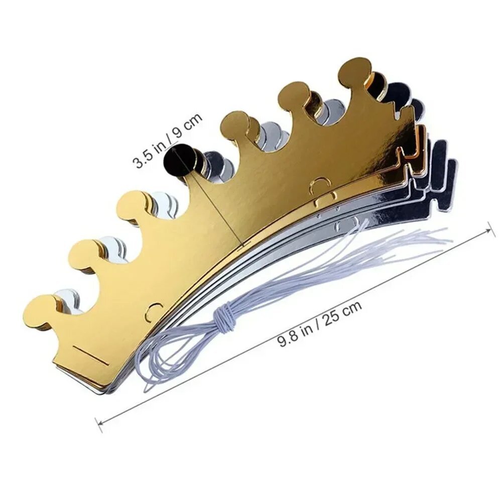 Бумажные короны для детей, набор из 10 штук, золотые/серебряные golden