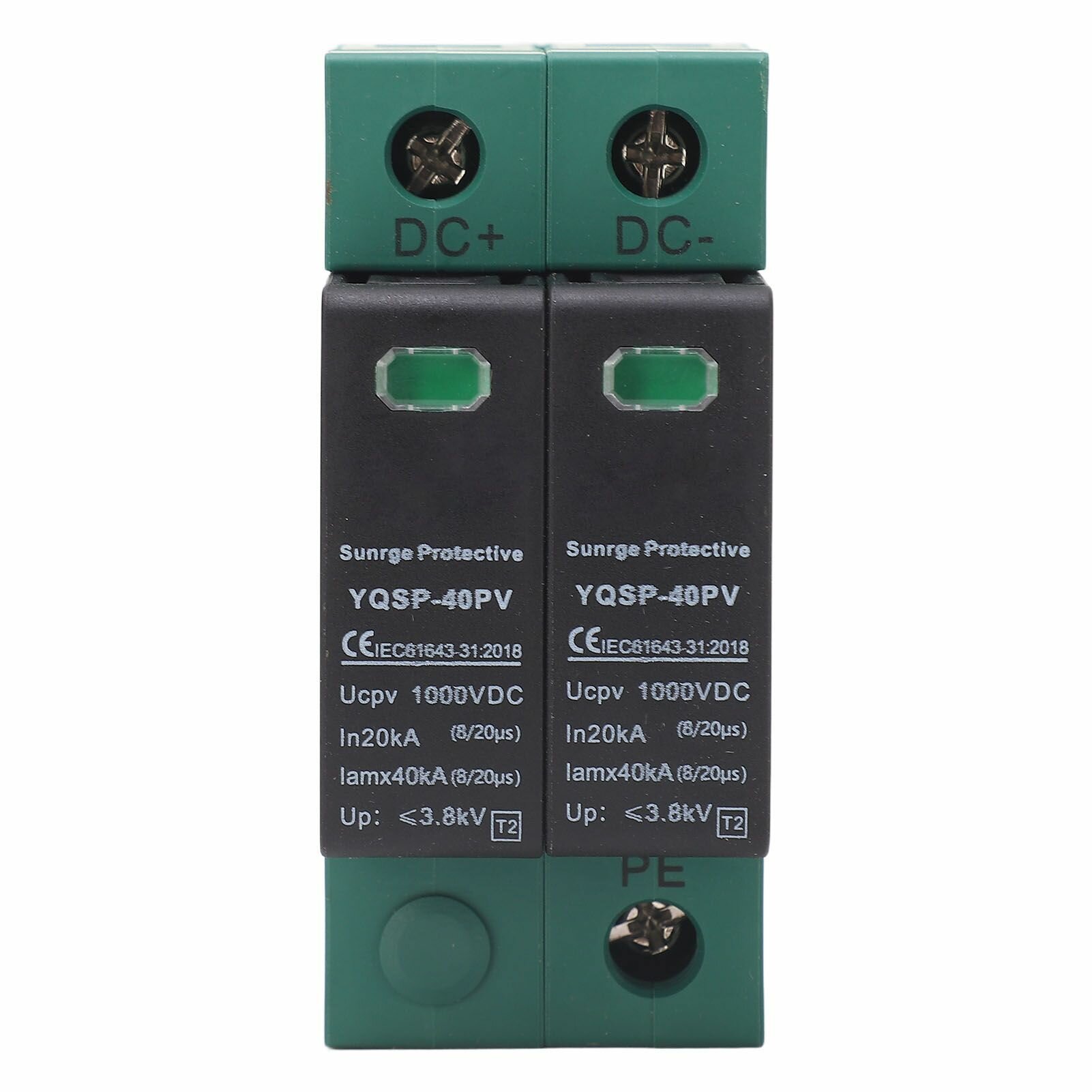 Устройство защиты от перенапряжения фотоэлектрических систем Фотоэлектрический источник питания Грозозащитный разрядник 2P 20 40KA DC1000V