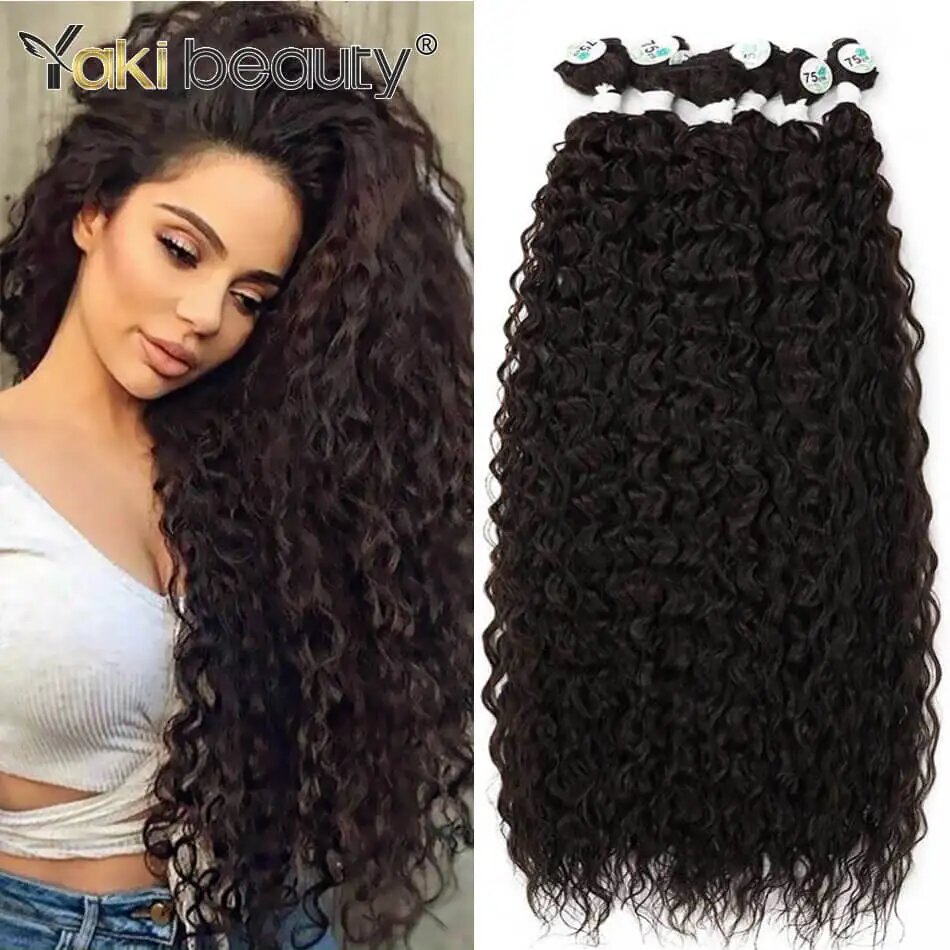 Вьющиеся волосы YAKIBEAUTY, Dark Brown, 32inch (80cm), 3 шт.