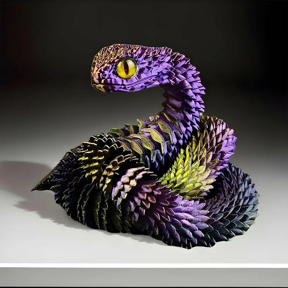 Игрушка-змея с 3D-принтом, вращающаяся модель животного,30 см