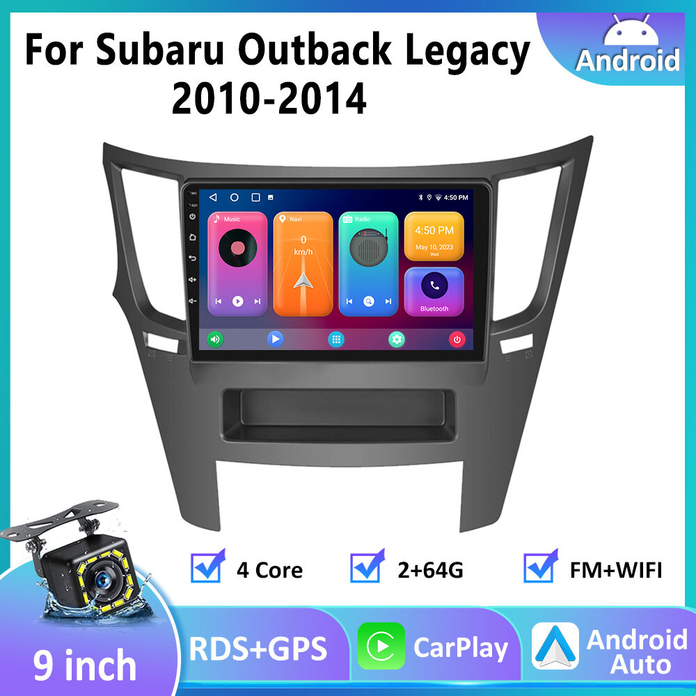 Магнитола для Subaru Outback Legacy 2010-2014 , Автомагнитола для Субару, Android 2+64GB 2din Мультимедиа Bluetooth FM WIFI Автомобильный