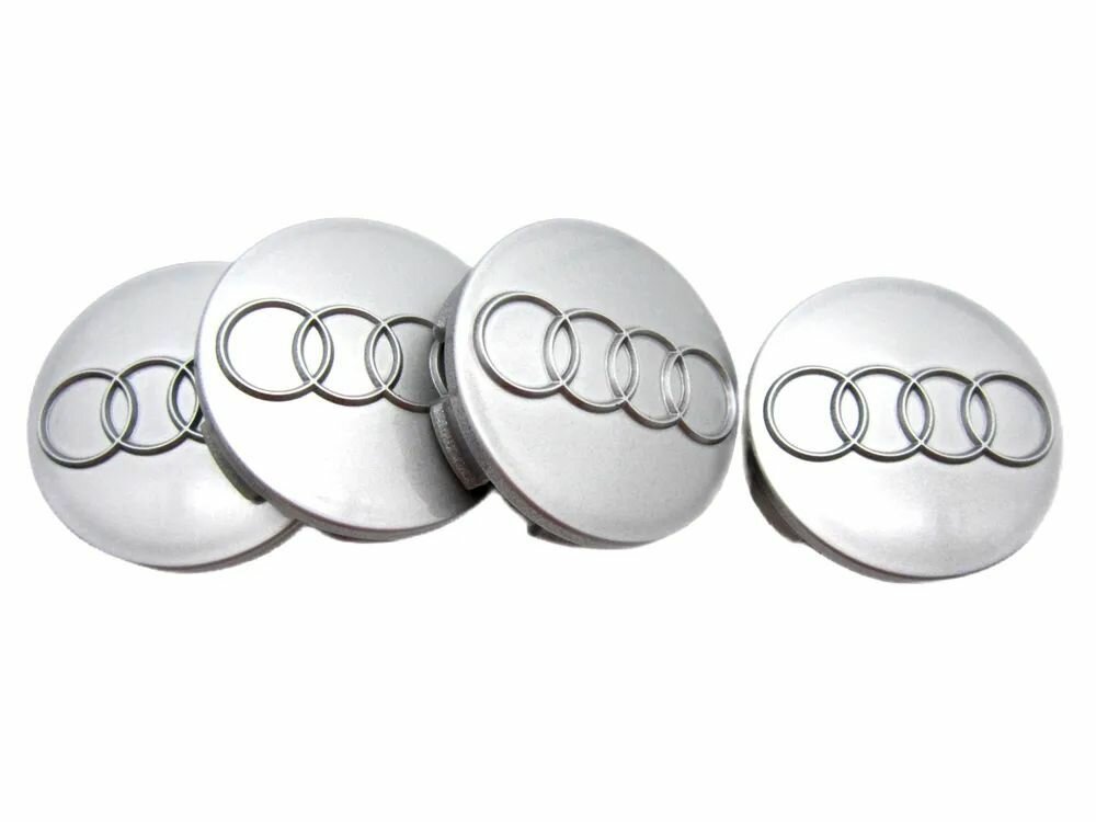 Колпачок, заглушка для литого диска СКАД Ауди, 56/51/12 мм, серебристый, комплект 4 шт.