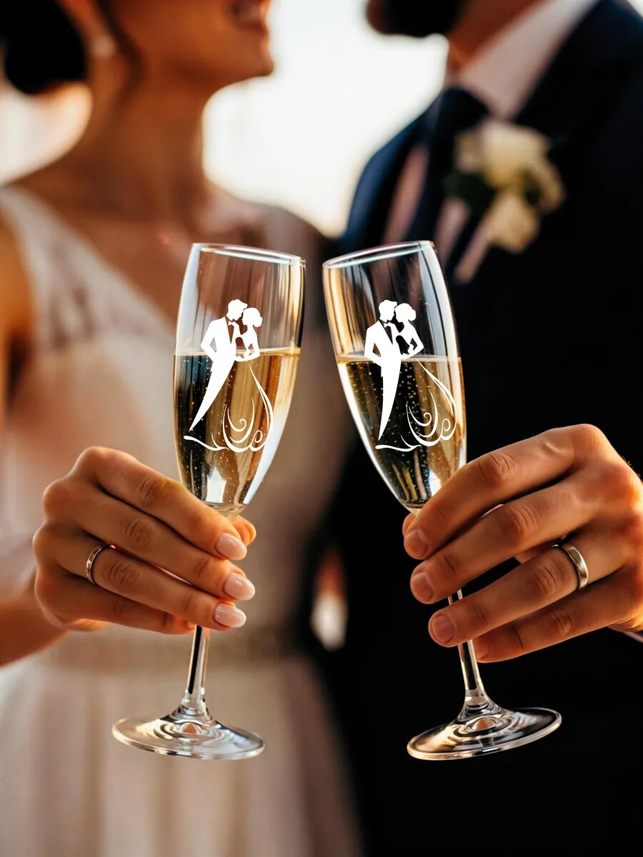 Подарок Свадебные бокалы молодоженов фужеры для шампанского