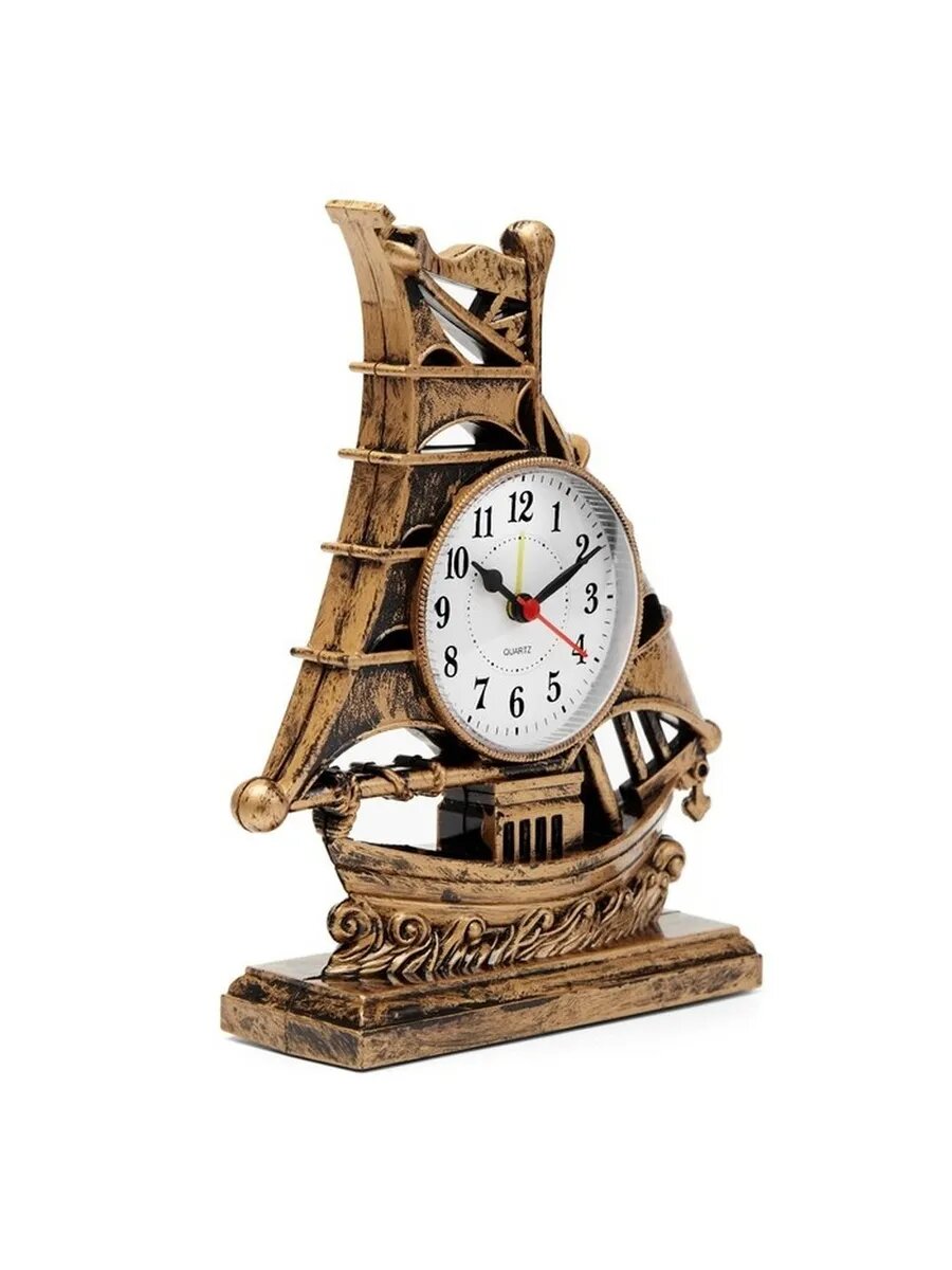 Оригинальные настольные часы-корабль с будильником