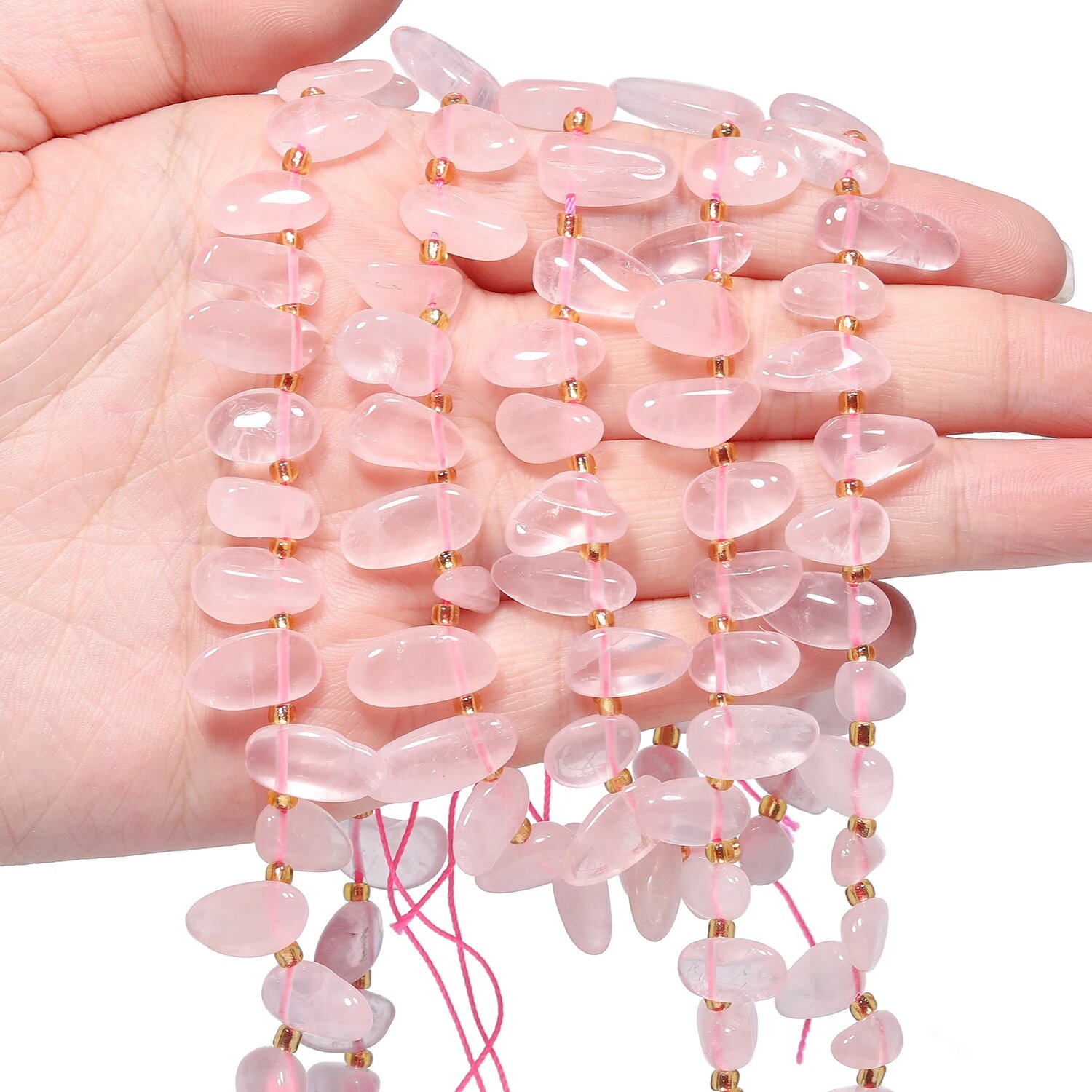 Бусины из лепидолита TTUIJI 10-14 мм 20-25 шт. Розовый, rose quartz