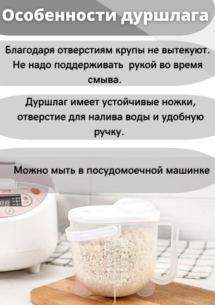 Дуршлаг для промывки риса и овощей с удобной крышкой и круглым дном, сито для кухни из пищевого пластика, универсальное и компактное