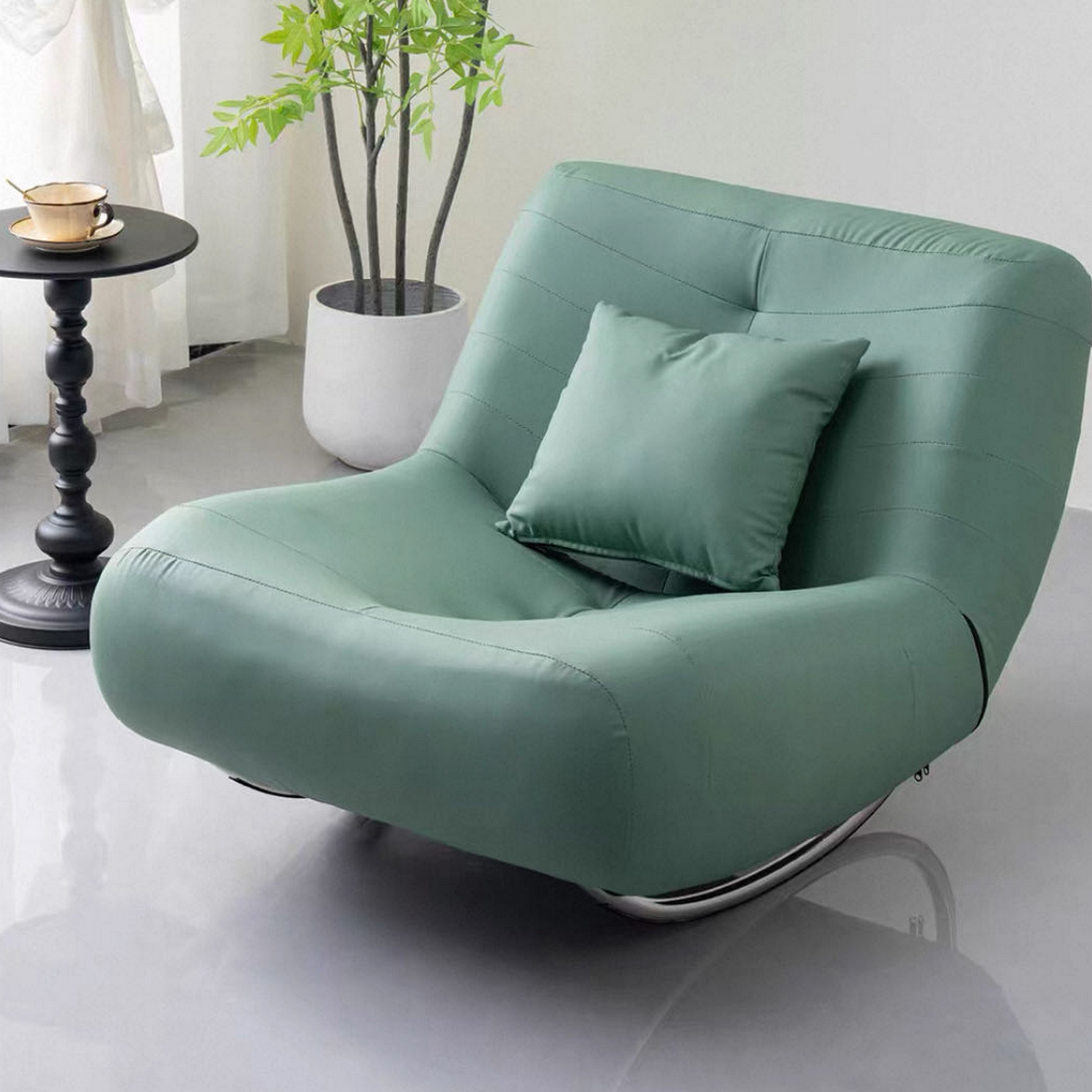 Мягкое кресло-качалка без подлокотников Bairols (кожа искусственная / зеленый)