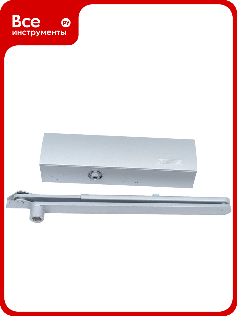 Доводчик, GEZE, в комплекте со стандартной тягой GEZE FDC 36 size EN 3-6, silver 207633, монтажа на внешних распашных