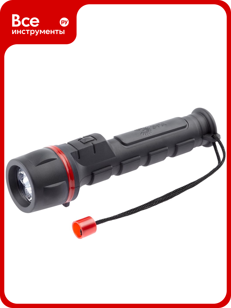 Светодиодный фонарь ЭРА R2AA ручной на батарейках резина, C0033735