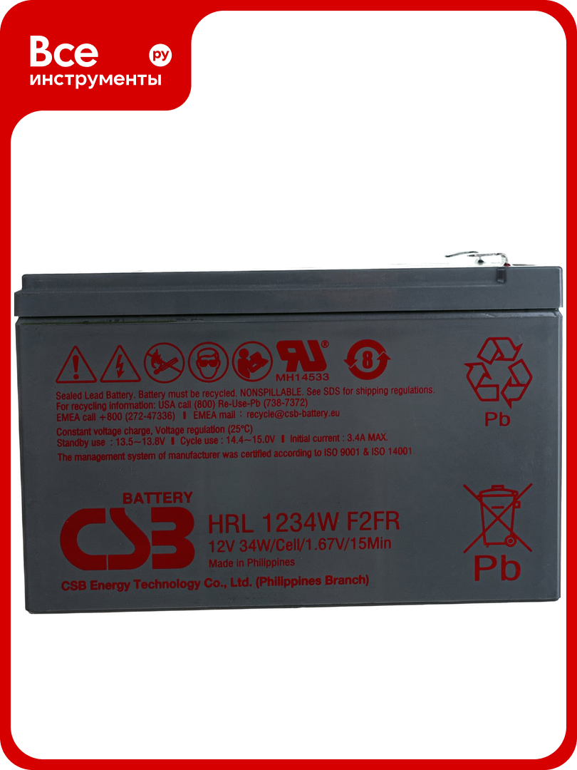 Аккумулятор для ИБП CSB HRL1234W F2 FR УТ-00000128, использования