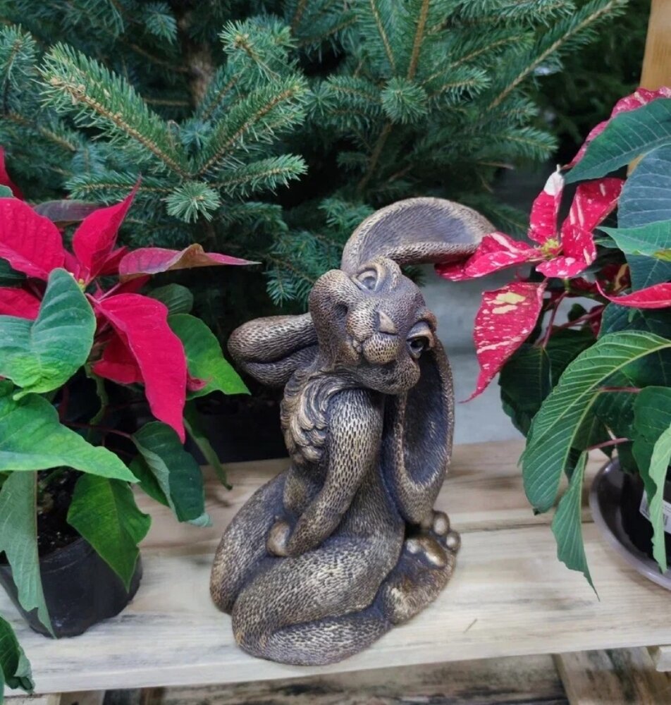 Фигура садовая Зайка Ева бронза 28*28см (полистоун) / Э