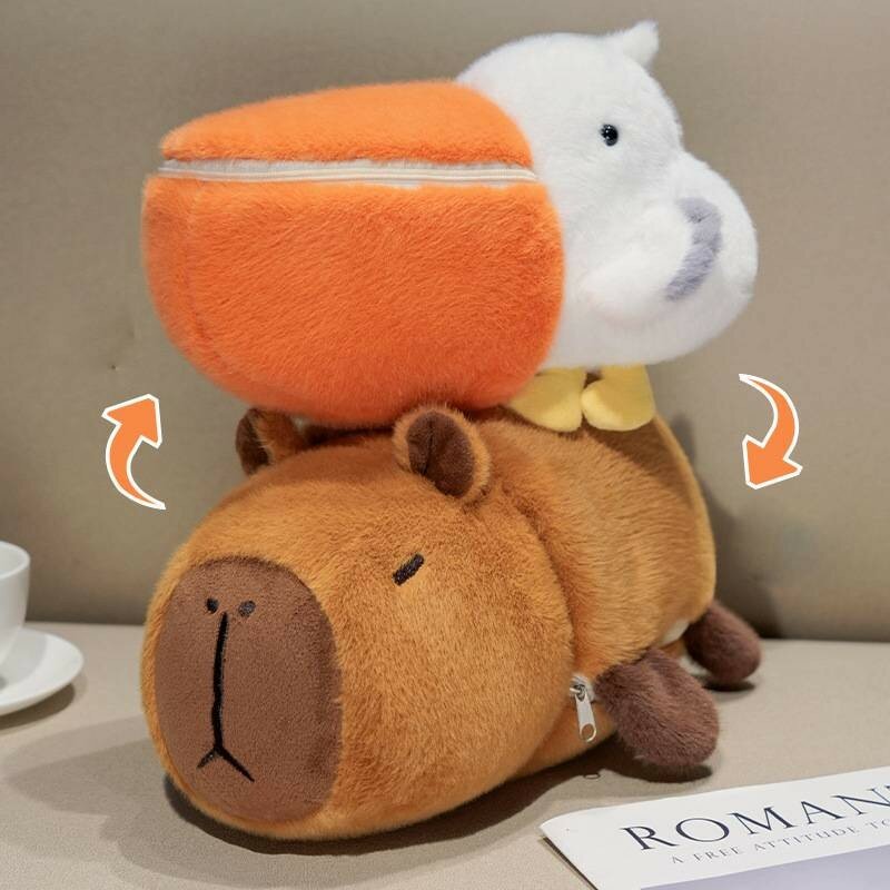 Delightful capybara flipping plush toy double-sided comfort doll for kids and collectors