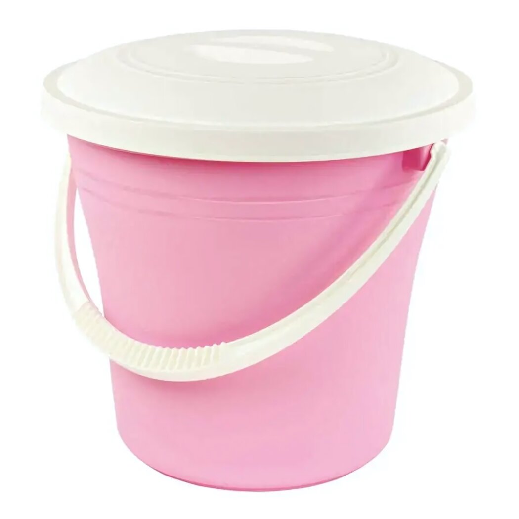 Ведро пластиковое 10л с крышкой, удобная ручка, цвет в ассортименте