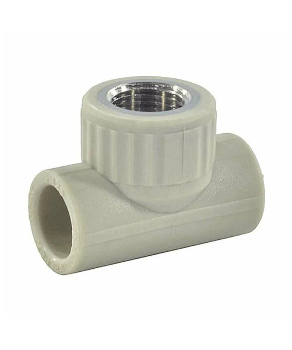 Тройник PP-R комбинированный серый Дн 20х1/2" ВР VALFEX 10127020Г