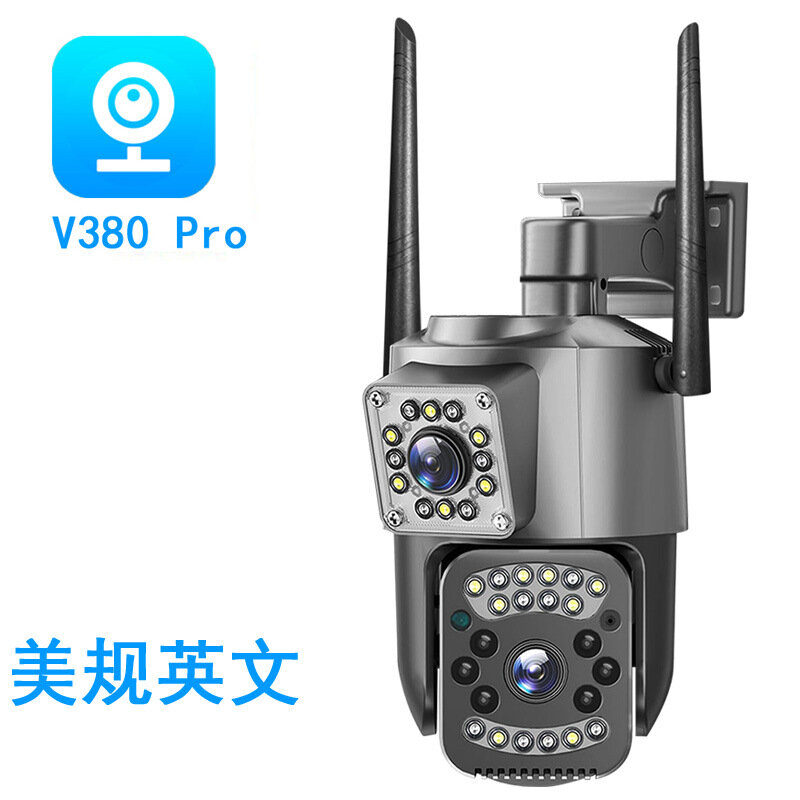 Наружная камера V380 Pro тип пистолета с двойной линзой 1080P HD Wi-Fi Ethernet порт стандарт США с картой памяти 64 ГБ