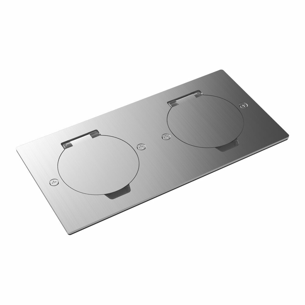 Лючок для установки 2 модулей 45х45мм, IP44, с круглой крышкой, без установочного набора, цвет полиров. серебро, Donel