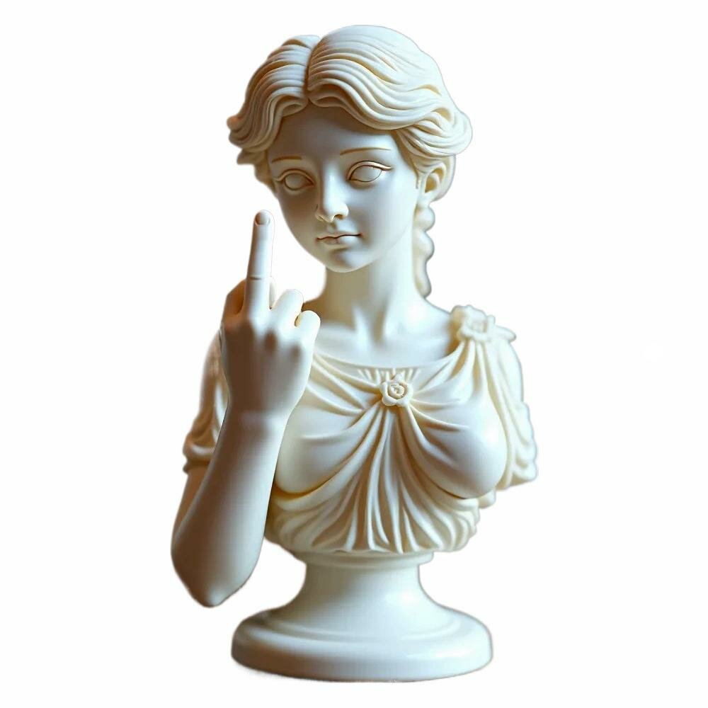 Статуэтка Венеры со средним пальцем, классическая скульптура богини из белой смолы, 9,5 см, украшение для стола, дома и офиса, уникальный подарок и коллекционный предмет.