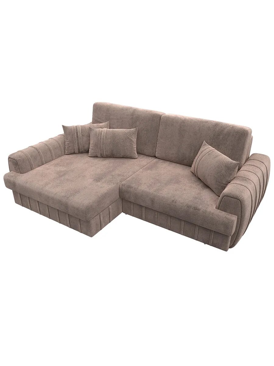 Диван угловой Монако, 240x93x163 см, со спальным местом 143х195 см, пружинный матрас, ящик для белья, угол слева, велюр