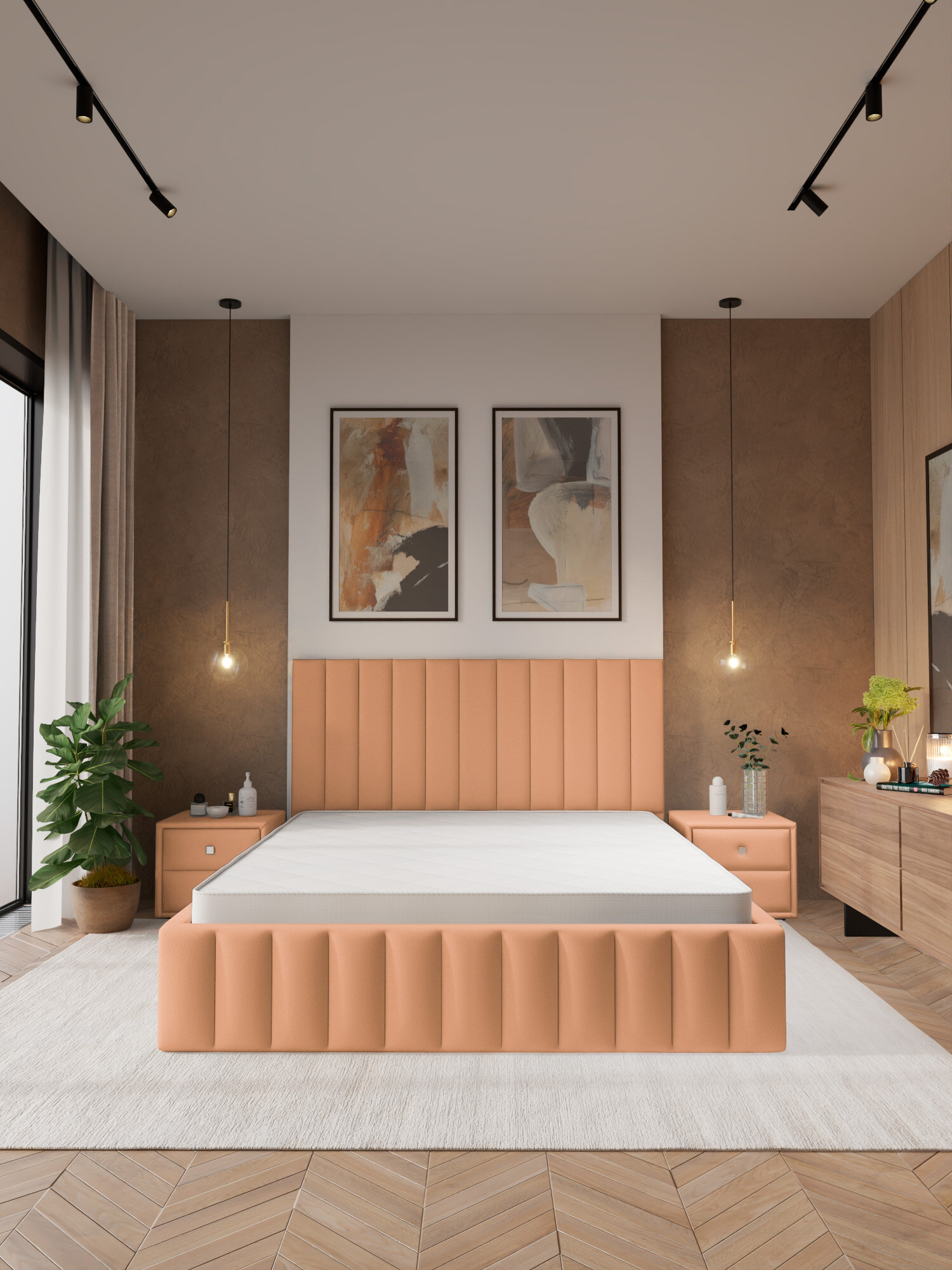 Кровать двуспальная 140х200 с подъемным механизмом, Альпия с мягким изголовьем для дома и спальни, ортопедическое основание, ящик для белья