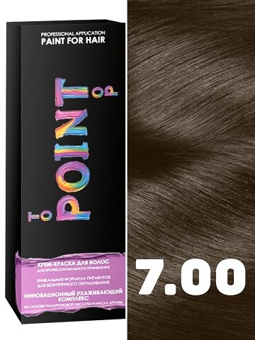 POINT. Краска для волос, тон №7.00, Средне-русый для седых волос 100мл