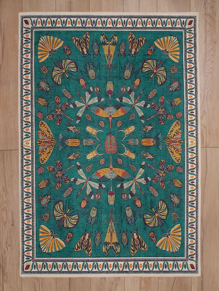 Ковер изумрудный с насекомымиN 160x230 см