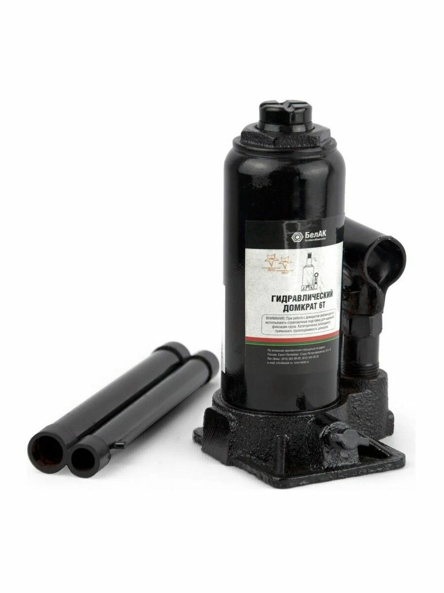Домкрат БелАК БАК00043, бутылочный, гидравлический, 6т, черный