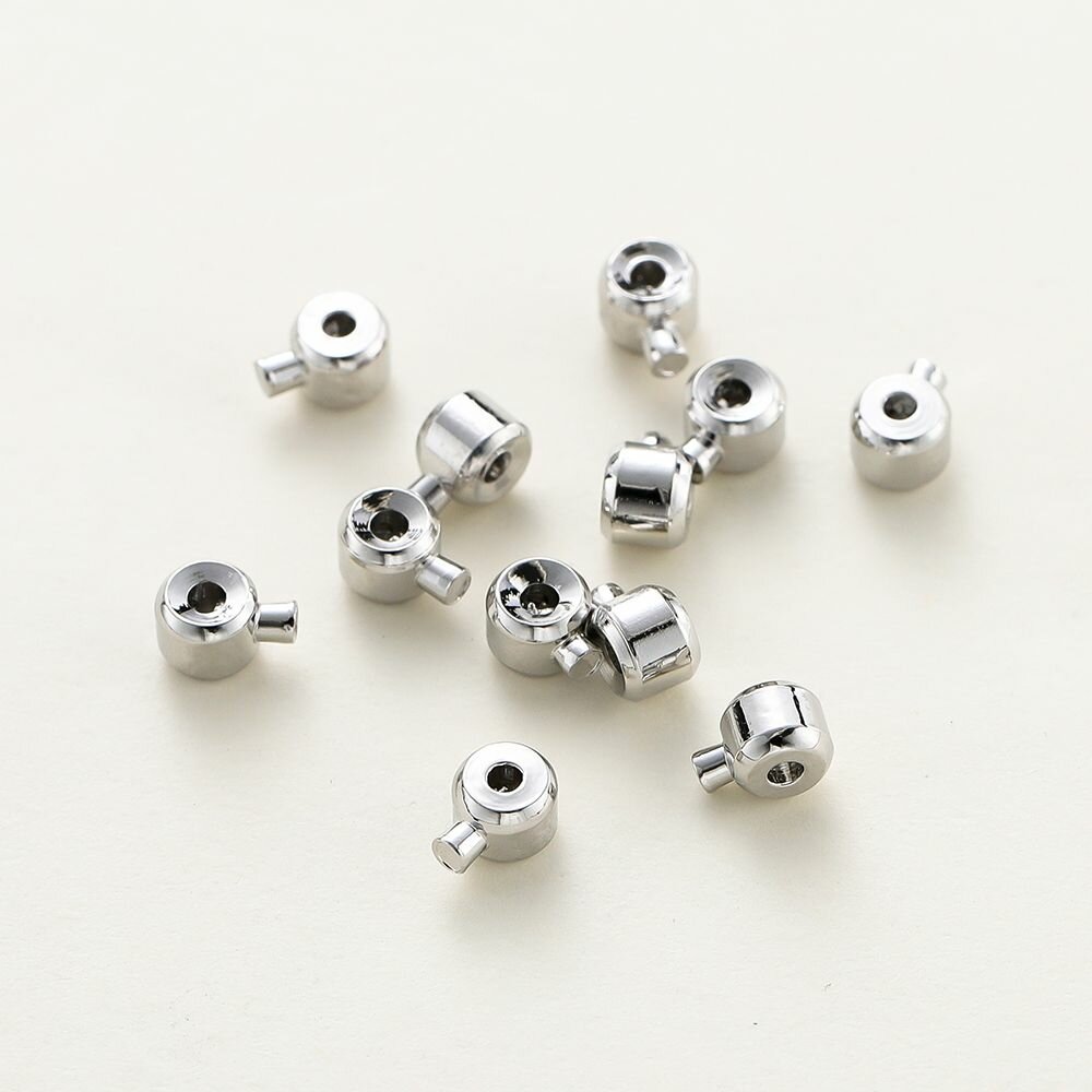 Кримпы самозажимные One Touch для бижутерии, фурнитура для создания браслетов, круглые обжимные бусины 20 шт