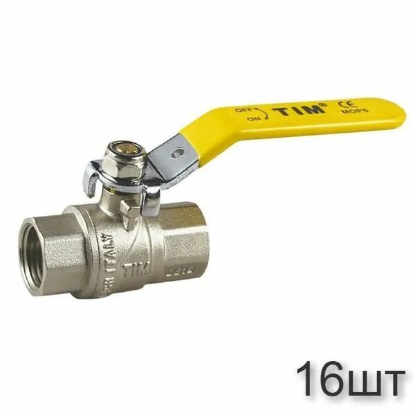 Кран шаровый газовый d1 внутр./внутр. ручка TIM (32) DE114T-01.