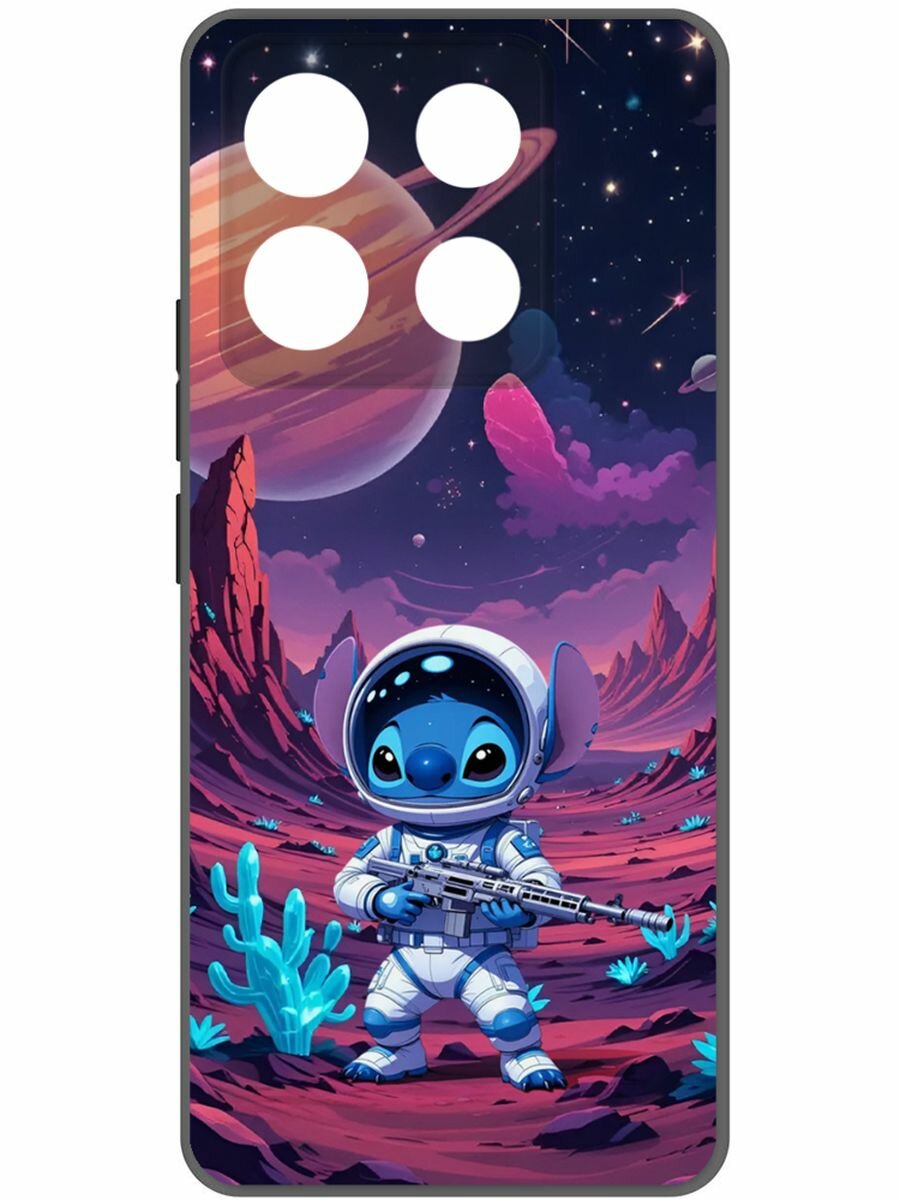 Чехол-накладка Krutoff Soft Case Стич косморейнджер для Xiaomi Poco X6 черный